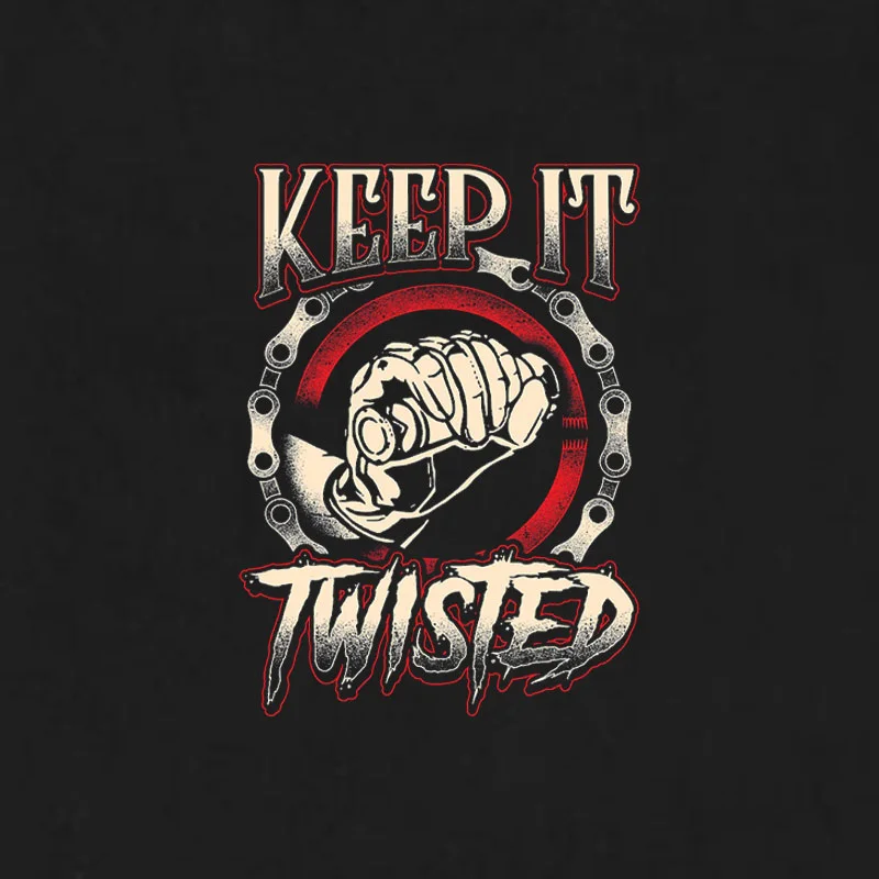 MOTOSUNNY KEEP IT TWISTED Graphic Casual Black Print T-shirt