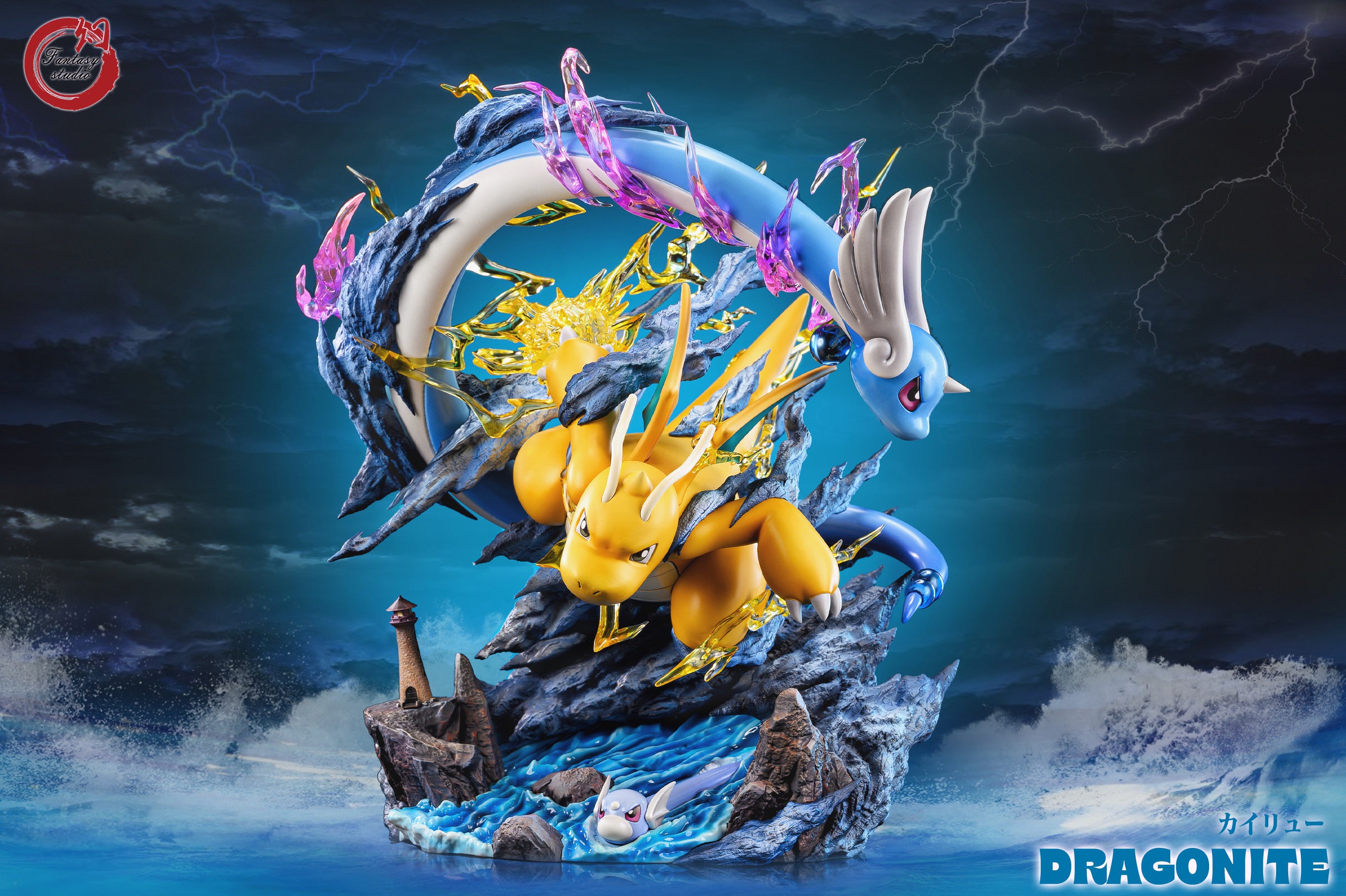 GX Evolution Series Dragonite Family with LED - Pokemon Resin Statue ...