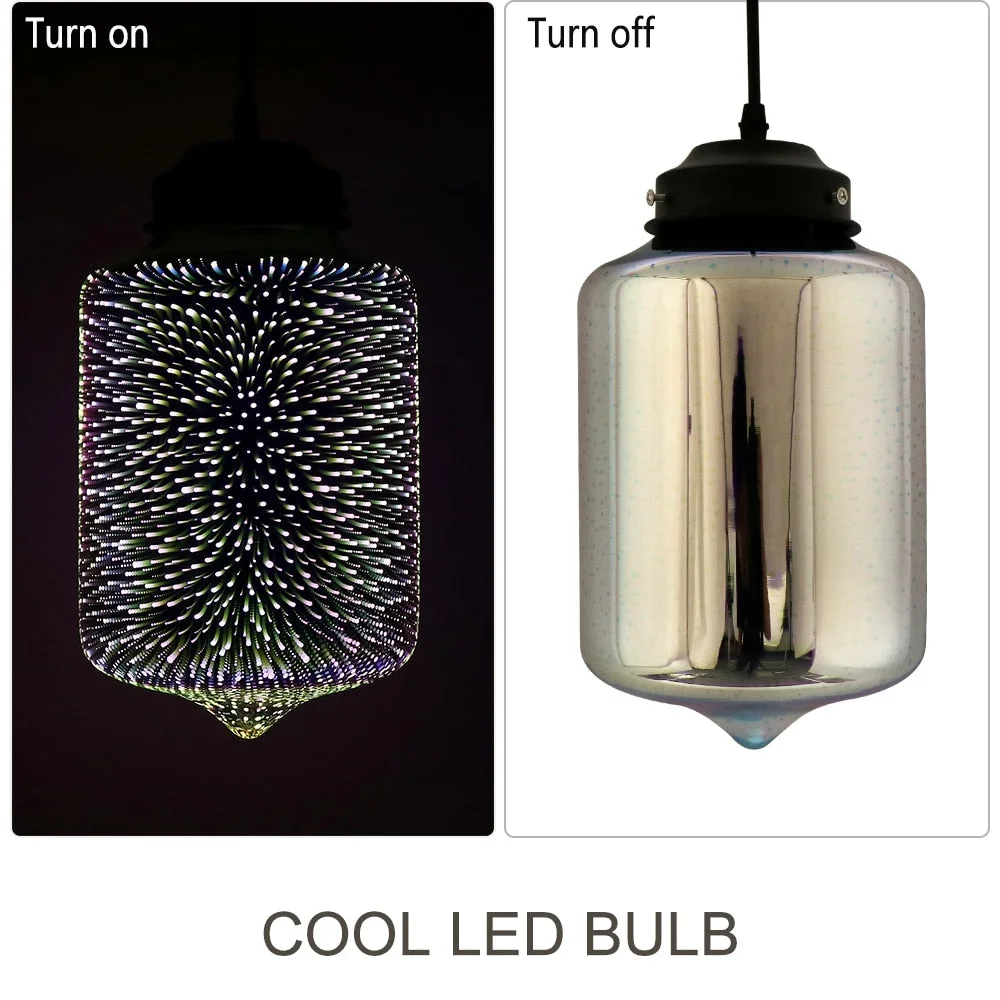 Modern 3D Colorful Nordic Starry Sky Hanging Glass Shade Pendant Lamp ...