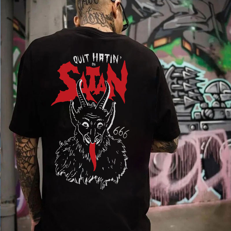 QUIT HATIN' SATAN Beast Sheepshead Black Print T-shirt
