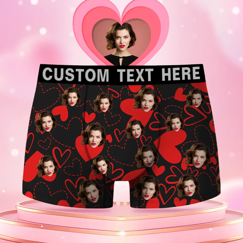 Custom Face Men's Boxer Heart Style Underwear, Birthday Gifts for ...