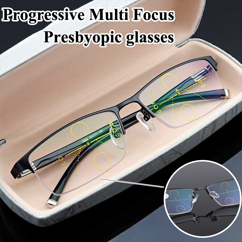 Multifocal Progressive Reading Glasses Classical Half Frame Men Women ...