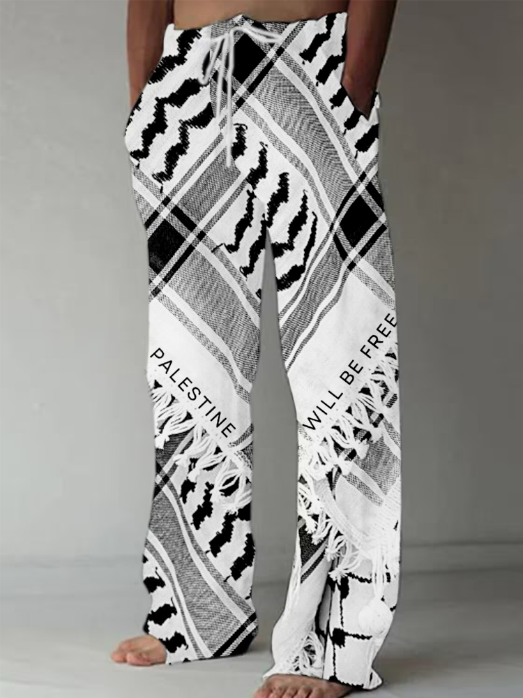 Men's Palestine Will Be Free Kufiya Inspired Casual Pants