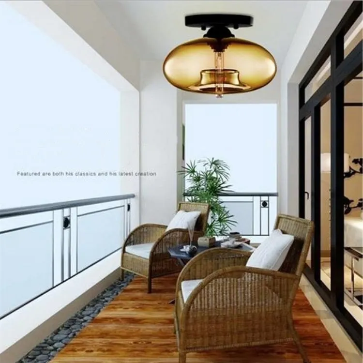 Vintage Colorful Hand Blown Glass Ceiling Lighting Retro Round Design ...