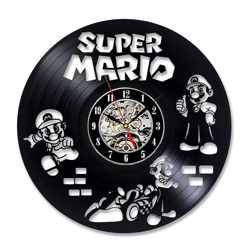 Super Mario Game Vinyl Record Wall Clock Modern Design Play Room 3D ...