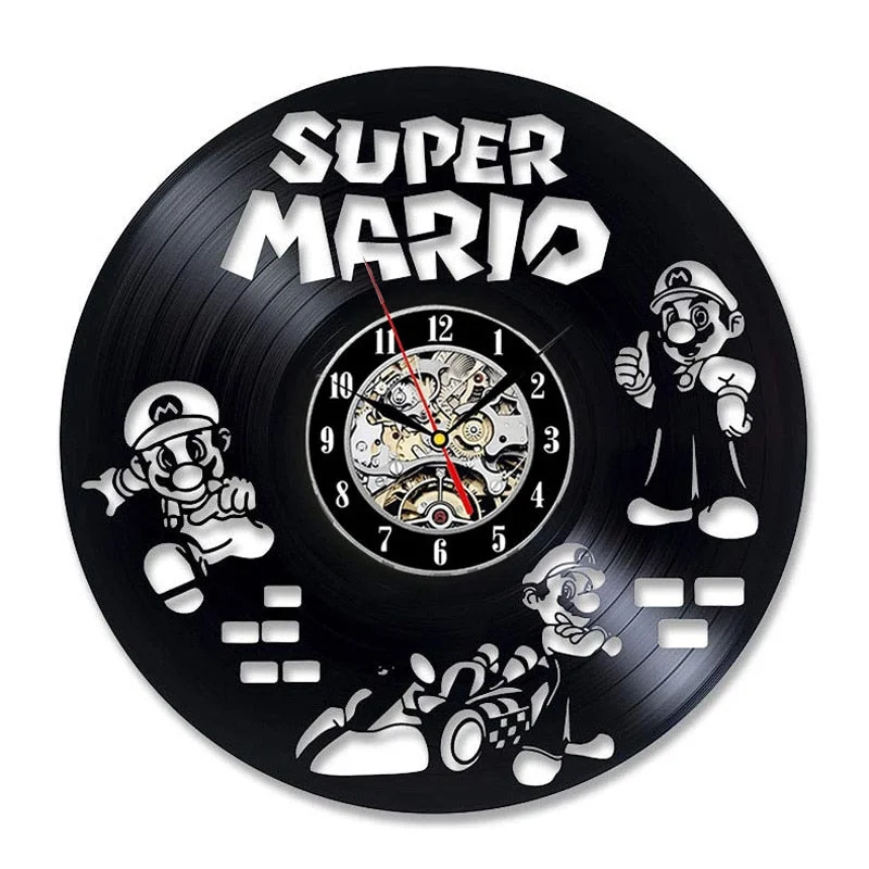 Super Mario Game Vinyl Record Wall Clock Modern Design Play Room 3D ...