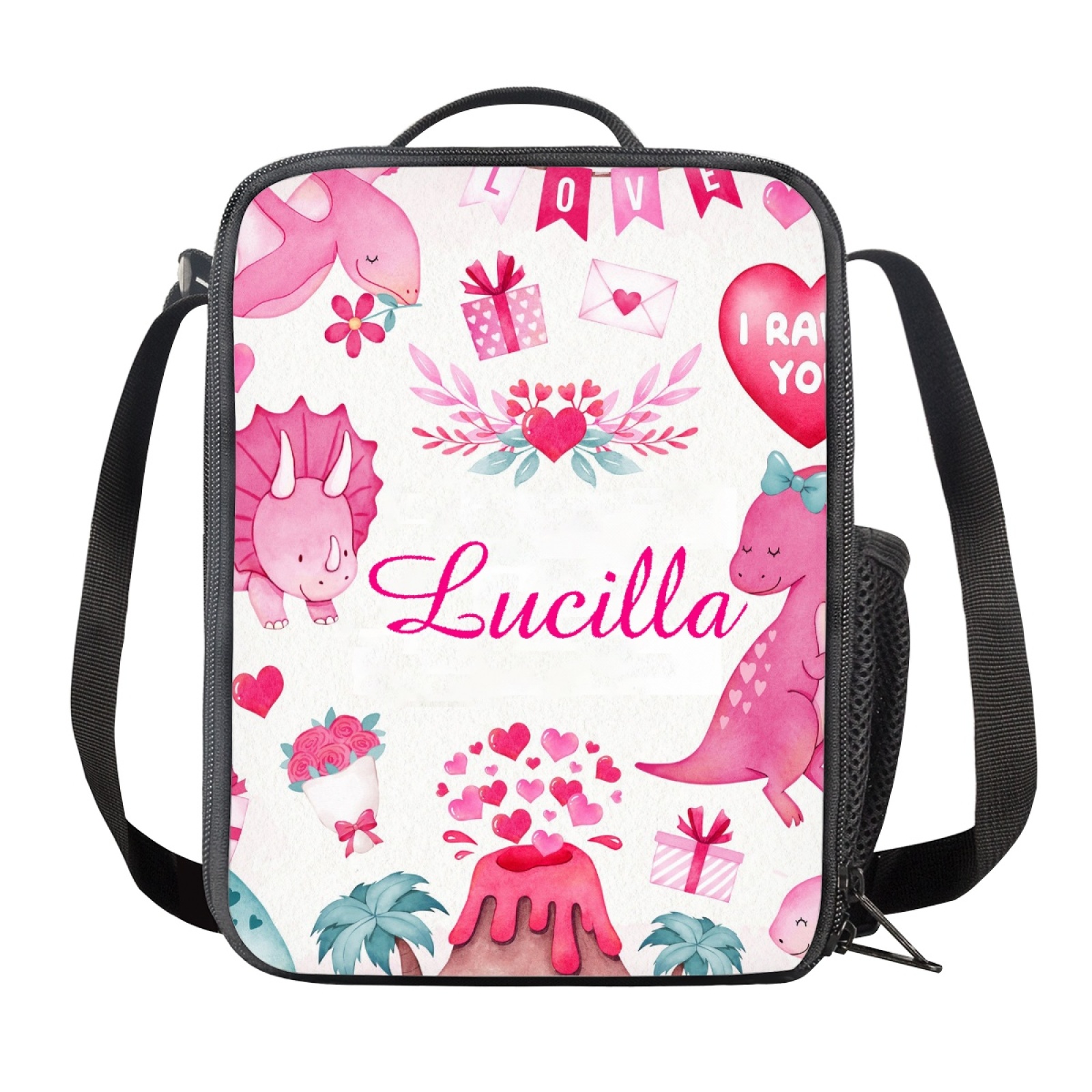 Custom Name Lunch Bag Personalized Cartoon Island Lunch Box Gifts for Kids