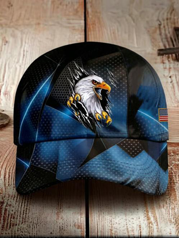 Men's American Flag Bald Eagle Print Baseball Cap