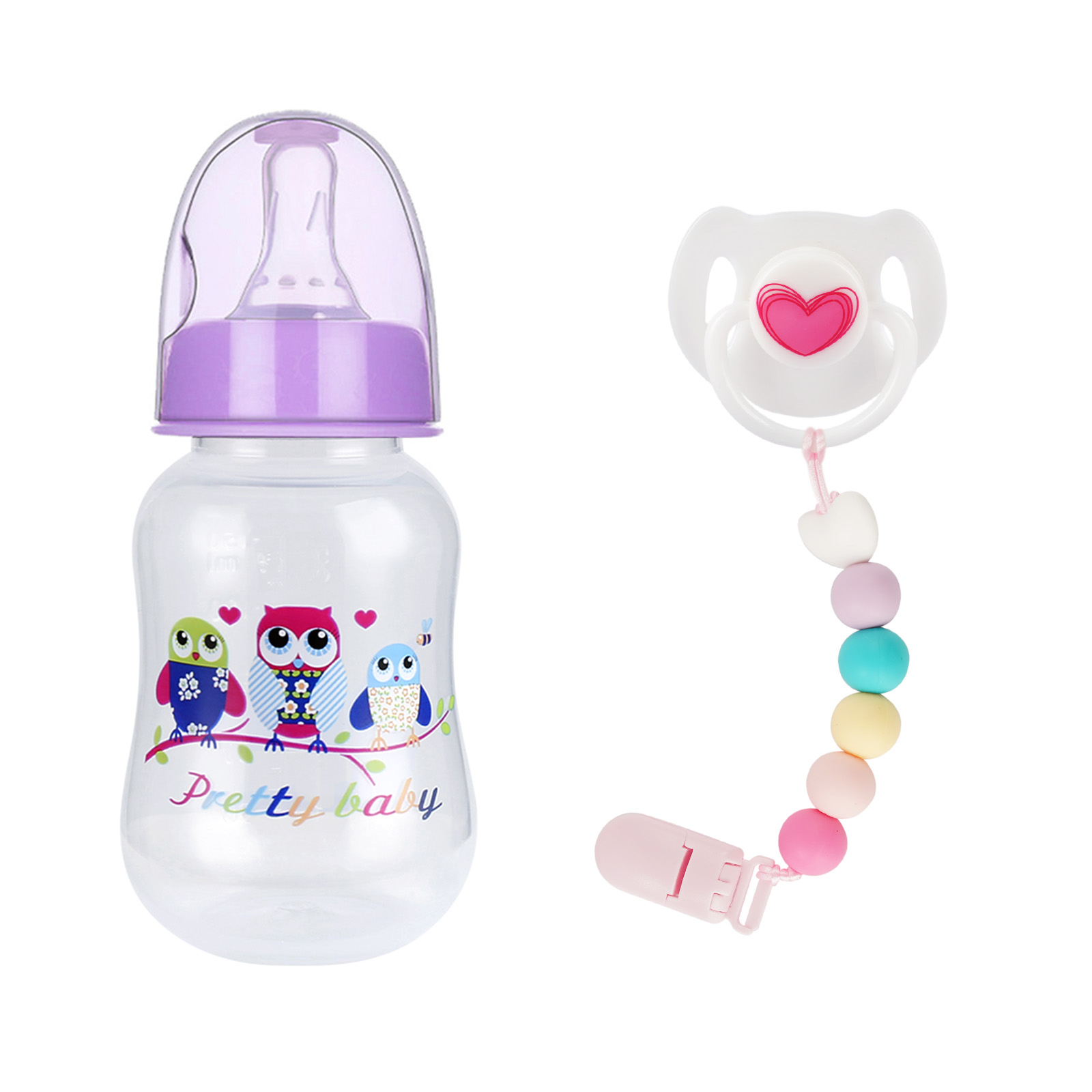 Cute Purple Magnetic Pacifier and Bottle 3 Pcs Set Safe Reborn Baby ...