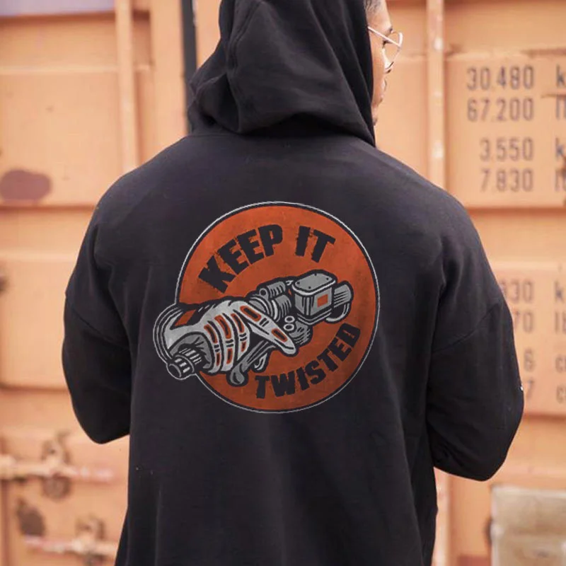 MOTOSUNNY KEEP IT TWISTED Motor Head Graphic Black Print Hoodie