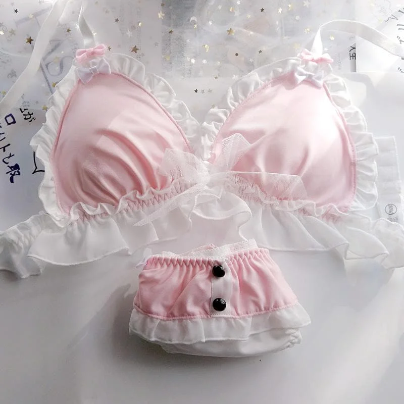 Cute Anime Black Cat Stereoscopic Bowknot Lolita Bra Set SP15412