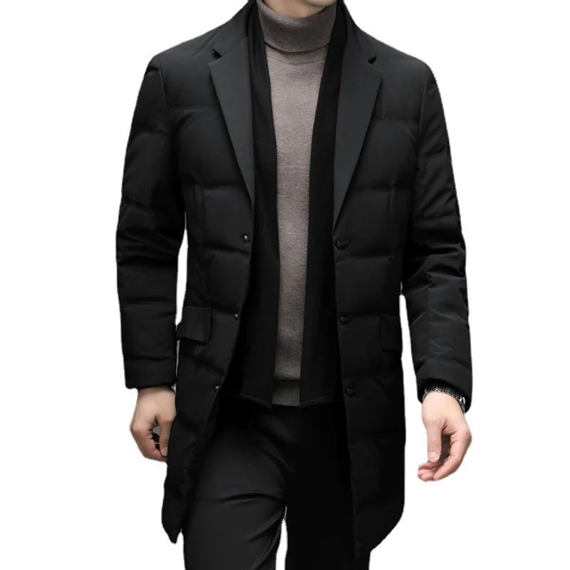 Stylish and Practical: Men's Mid-Length Down Jacket with Detachable ...