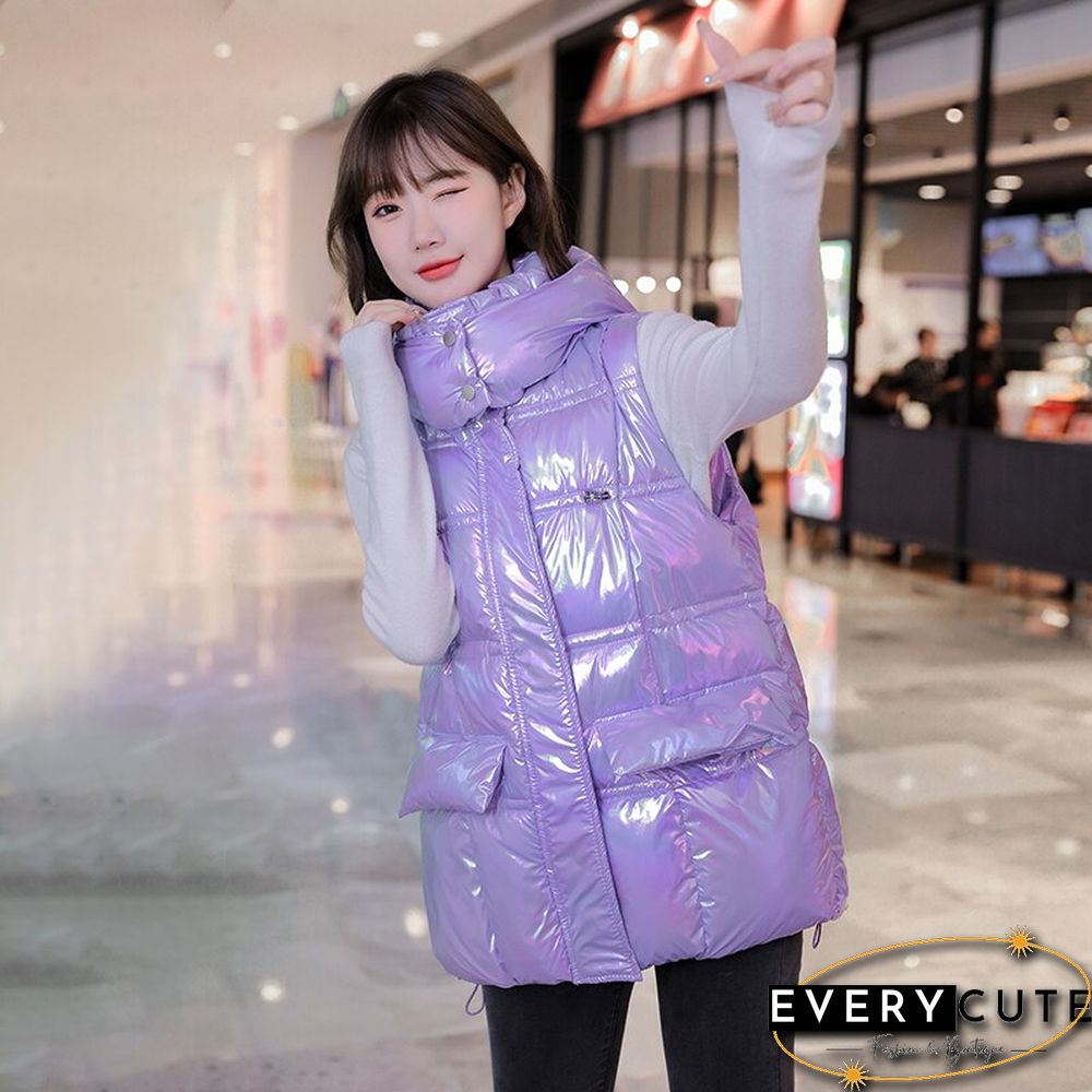 2022 Light Fabric Winter Puffer Vests Women Zipper Sleeveless Waistcoat ...
