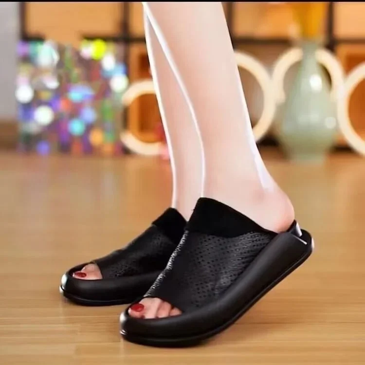Women's Italian Leather Platform Slippers