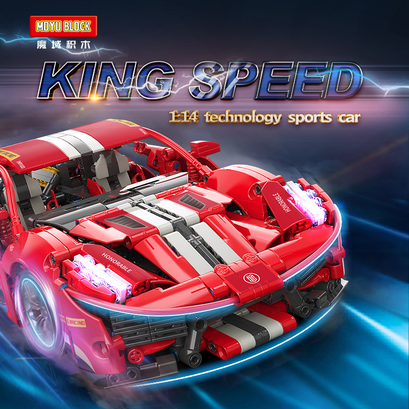MOYU Sports Car Building Blocks Set, Ferrari 1:14 Streamlined Super ...