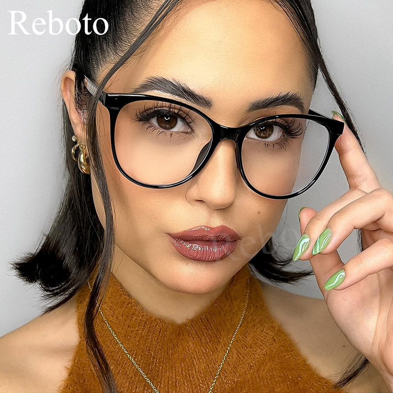 Round Optical Eyeglass Frames For Women Black Clear Lens Glasses Female ...