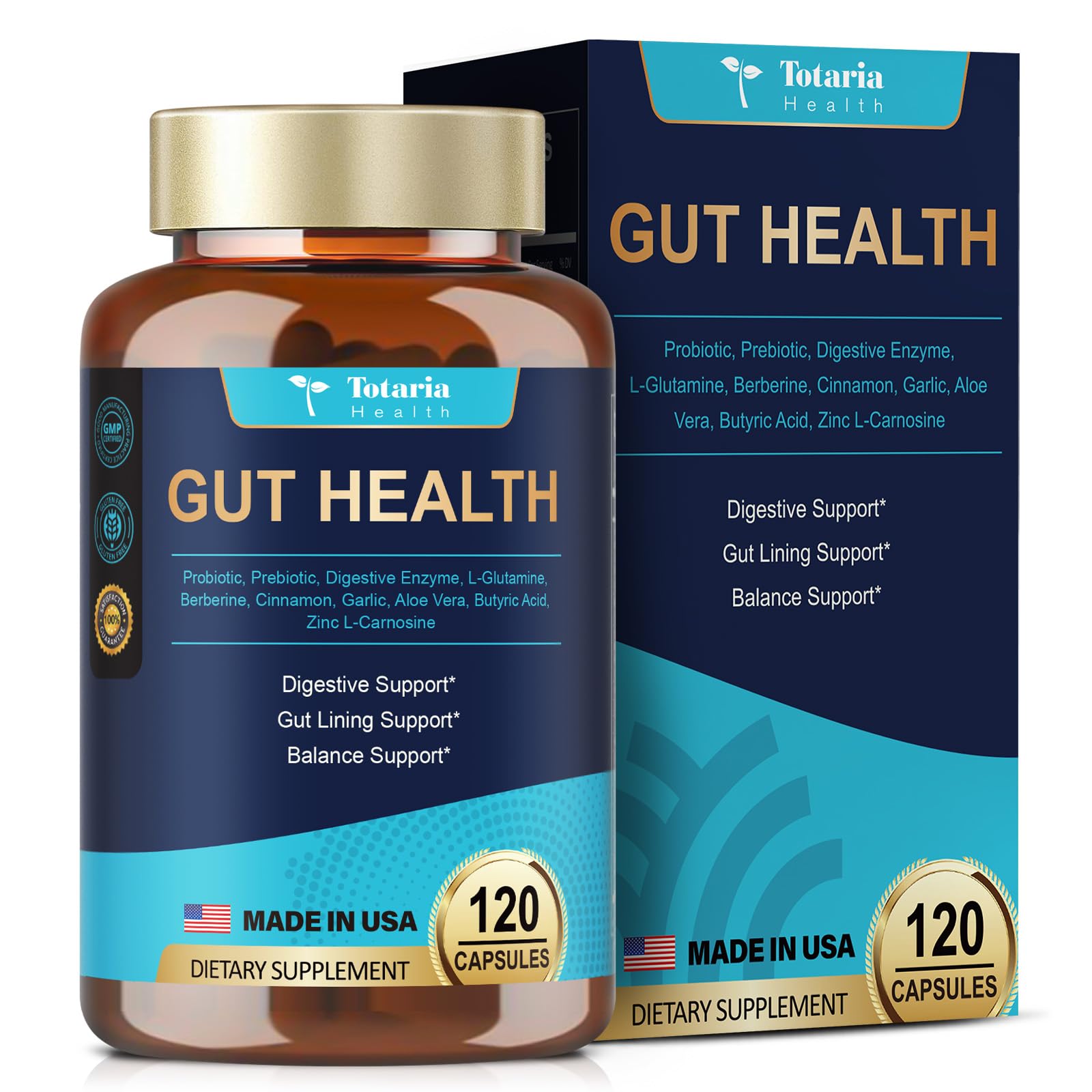 4-in-1 Gut Health Supplement with Probiotics, Prebiotics, Postbiotics ...