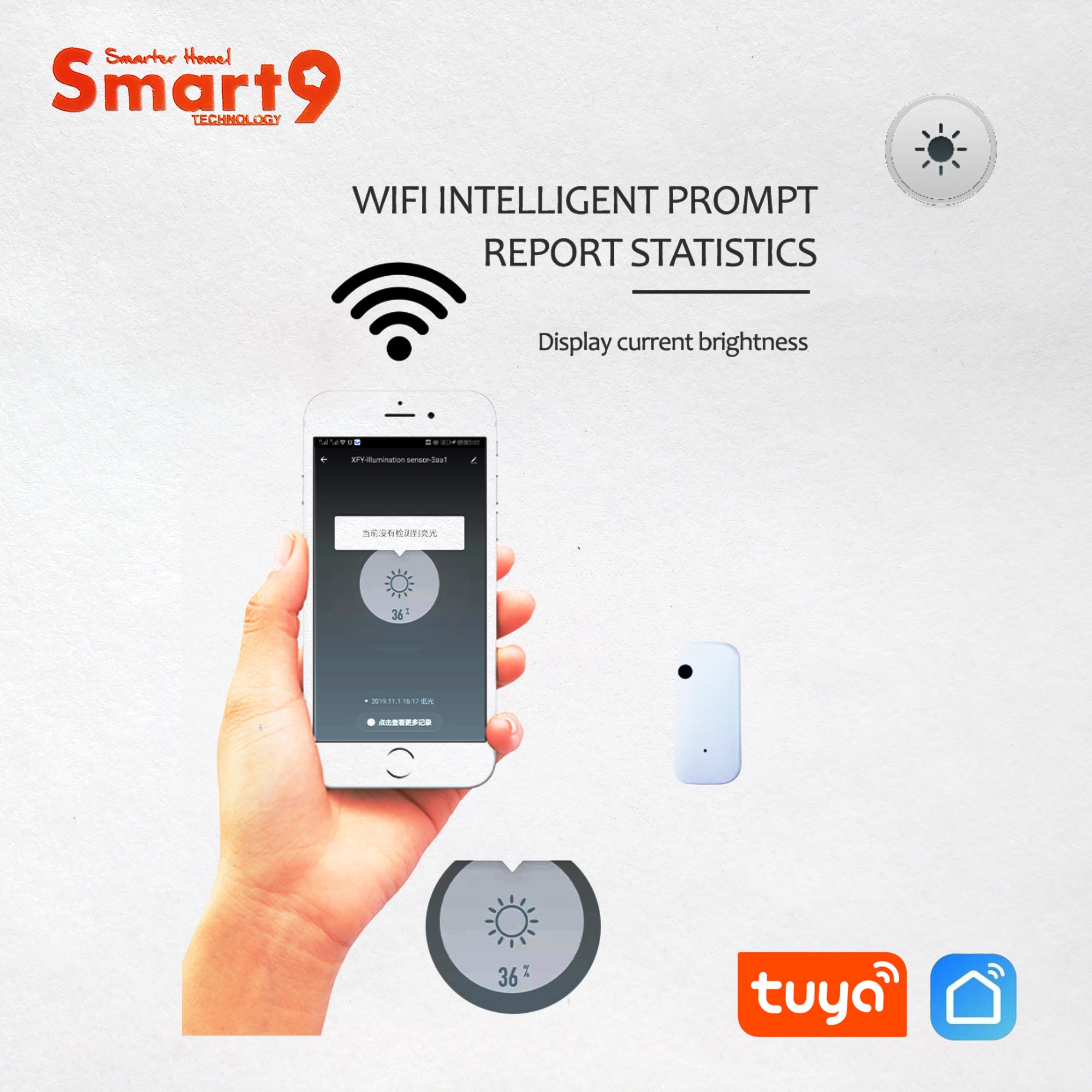 Smart9 Light Sensor Working with Smart Life App, Illumination Sensor ...