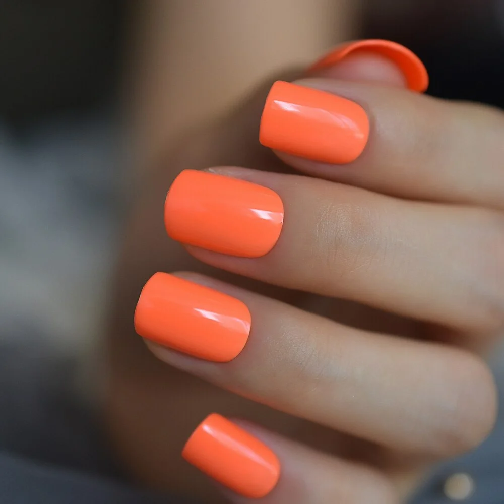 Chinese Red Long Coffin Nails Sexy Glossy Extreme Press On Fake Nails