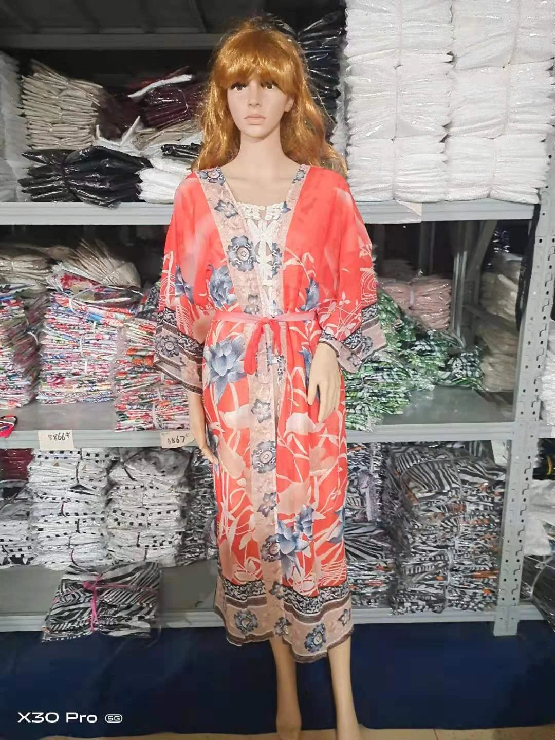 Uveng Uveng Red Crane Flower Safflower Kimono Sunscreen Cardigan ...