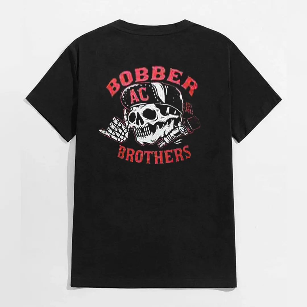 MOTOSUNNY BOOBER BROTHERS Skull Graphic Black Print T-shirt