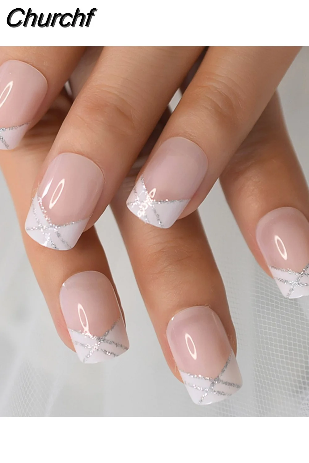 Churchf Acrylic French Nails Short Length Ombre Round French Tips ...