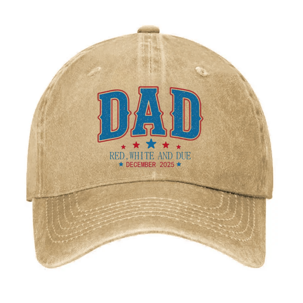 DAD RED WHITE AND DUE DECEMBER 2025 Hat
