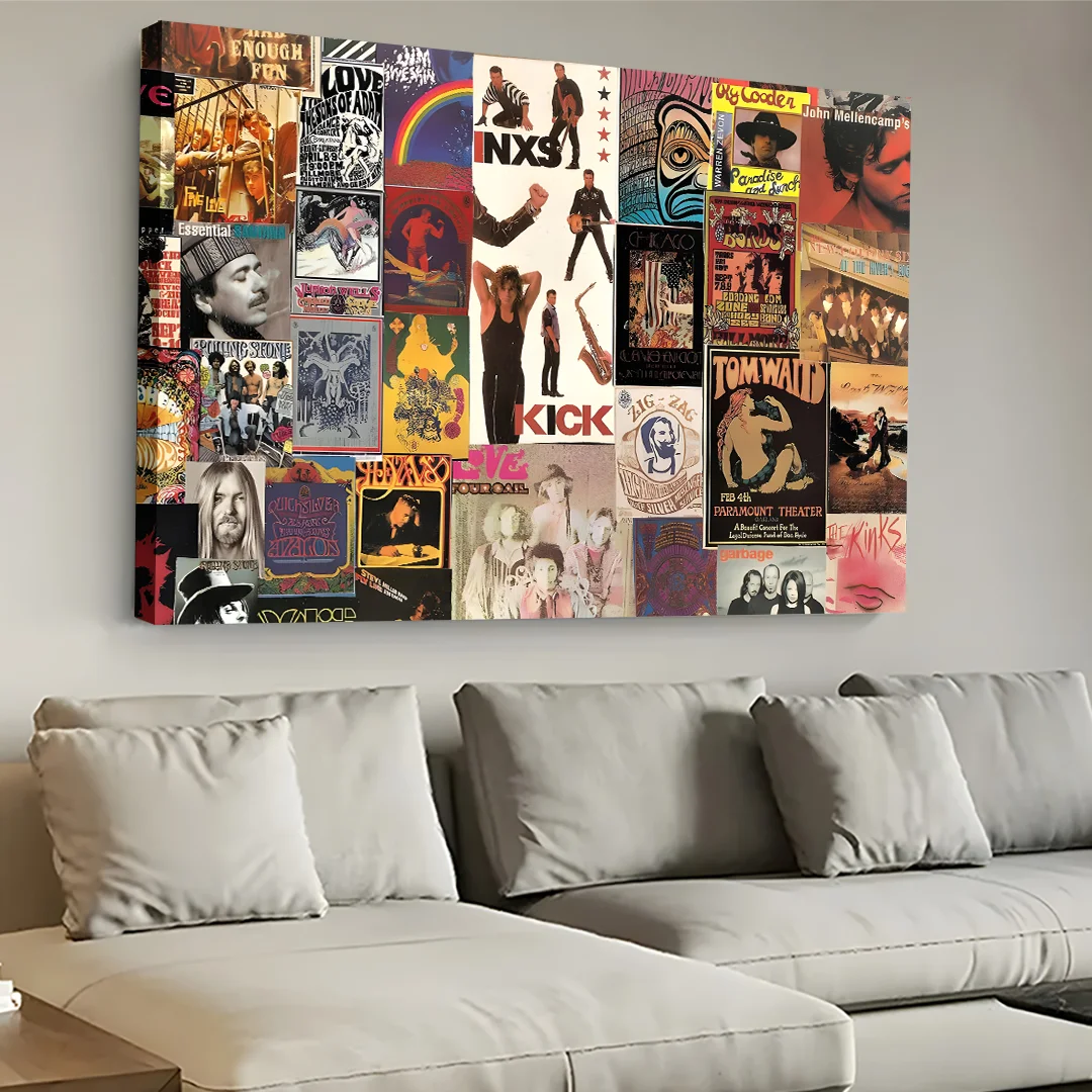 Classic Rock Collage Featuring INXS Canvas Wall Art