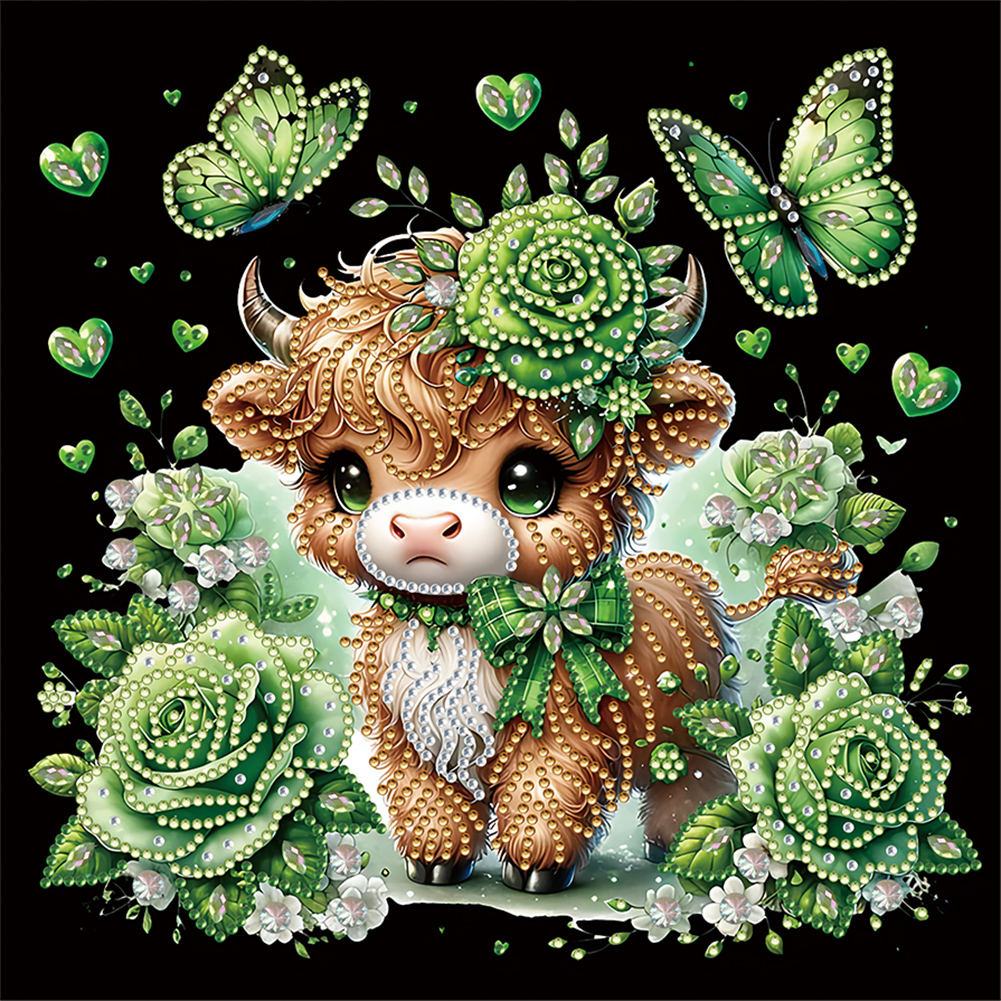 Rose Cow 30*30CM (Canvas) Special Drill Diamond Painting