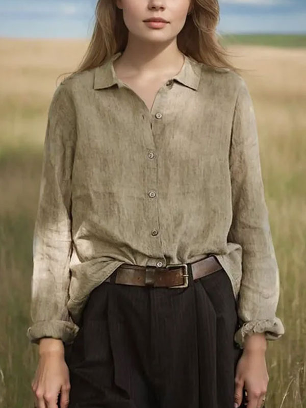 Vintage Pleated Simple Ladies Shirt