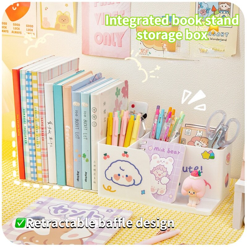 Desktop Book Storage Box Rack Bookshelf Ins File Station Book Stand ...