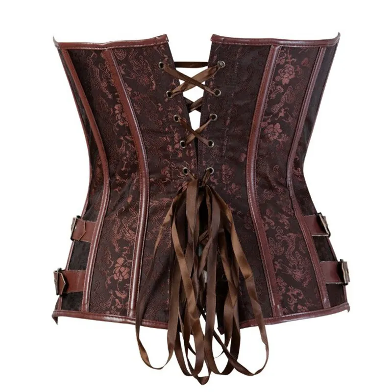 Billionm Corset Bustier Top Sexy Plus Size Brown Gothic Leather Pirate ...