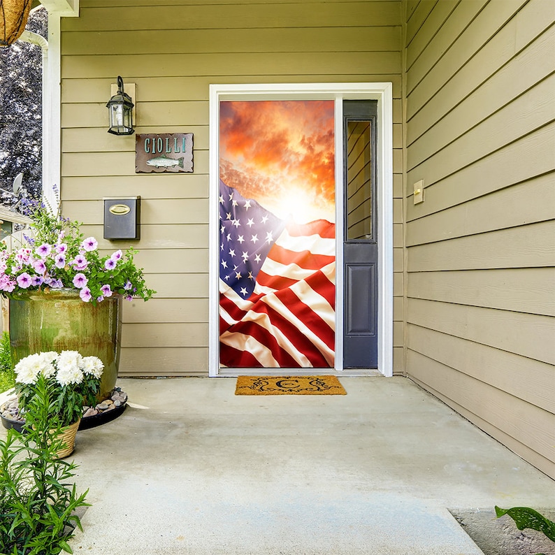 American Flag Sunset Door Covers