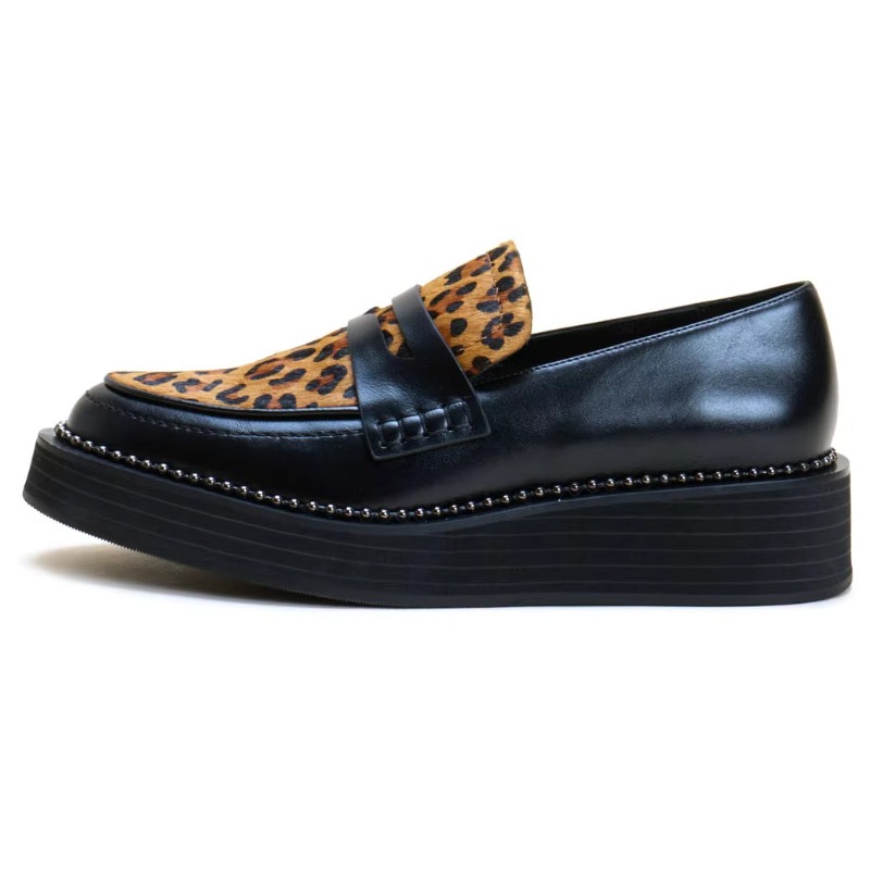Helm Leather Moccasins Loafers In Leopard