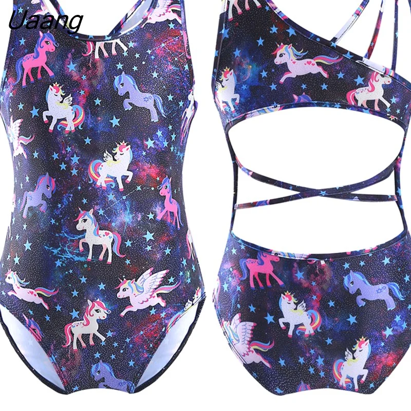 Uaang Girls Sleeveless Sparkly Sports Gymnastics Workout Bodysuit ...