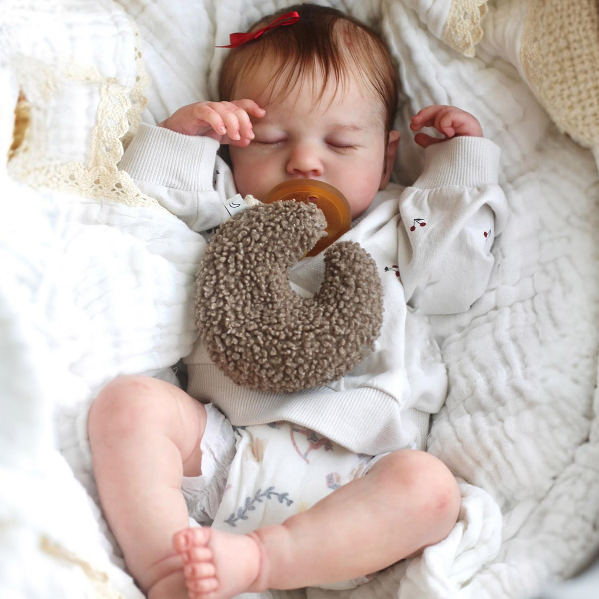[Heartbeat & Sound] 20" Handmade Lifelike Reborn Newborn Baby Sleeping ...