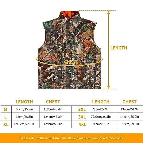 Camouflage and Orange Reversible Hunting Vest, Vest Jacket for Camping ...