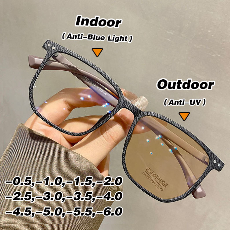Korean Style Reading Glasses Color Changing Myopia Glasses TR90 Ultra ...