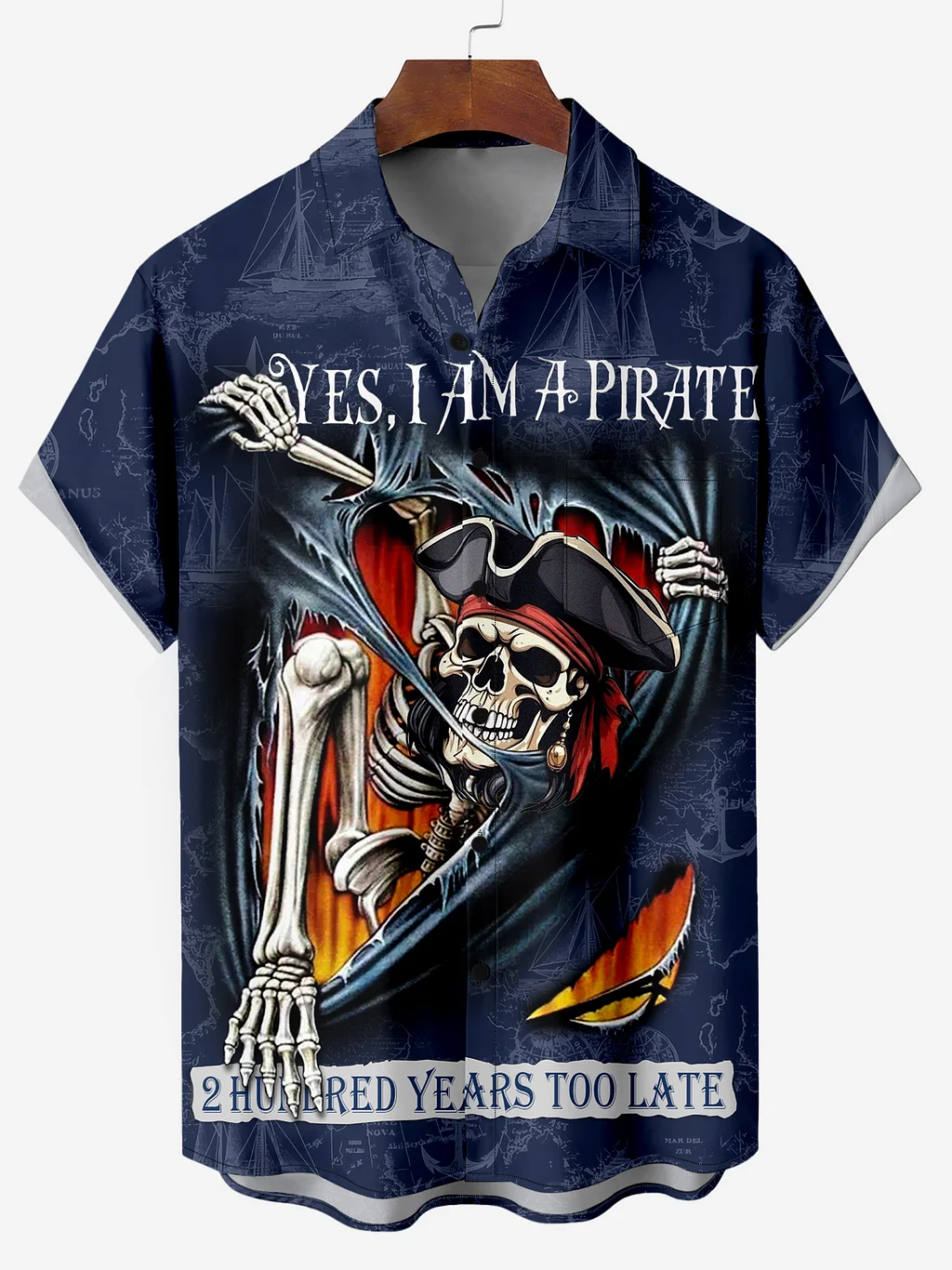 Men's Hawaiian Pirate Captain Print Shirt