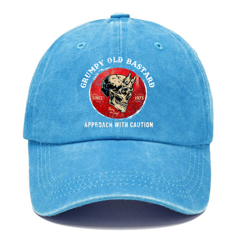 Grumpy Old Man Proceed With Caution Print Hats