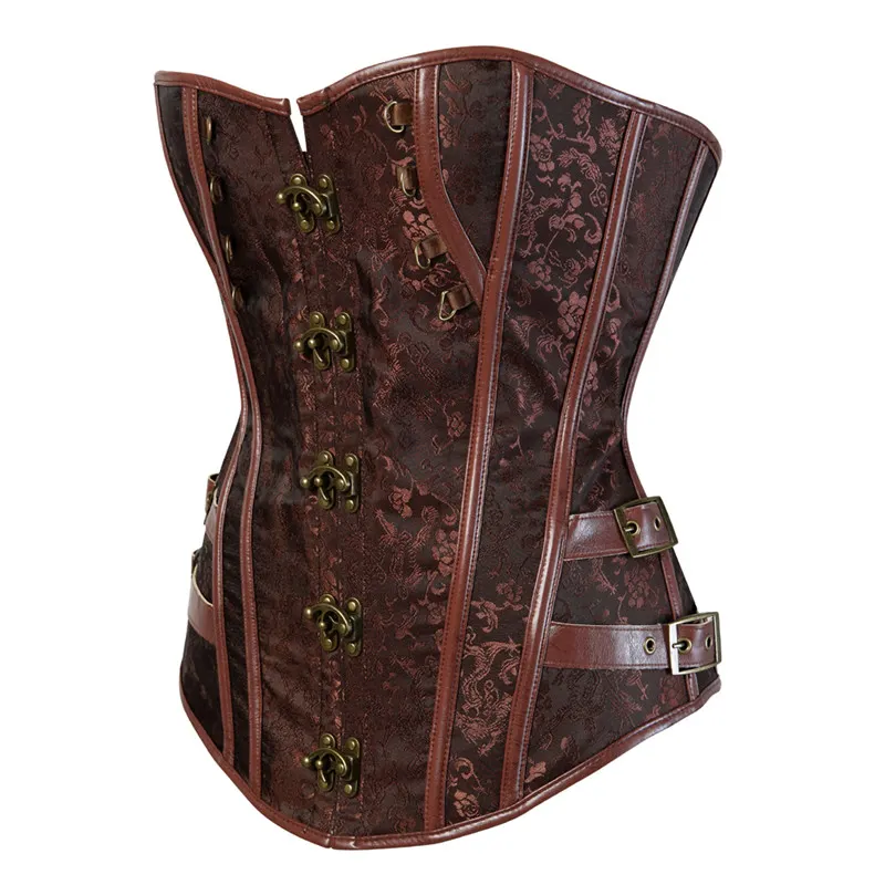 Billionm Corset Bustier Top Sexy Plus Size Brown Gothic Leather Pirate ...