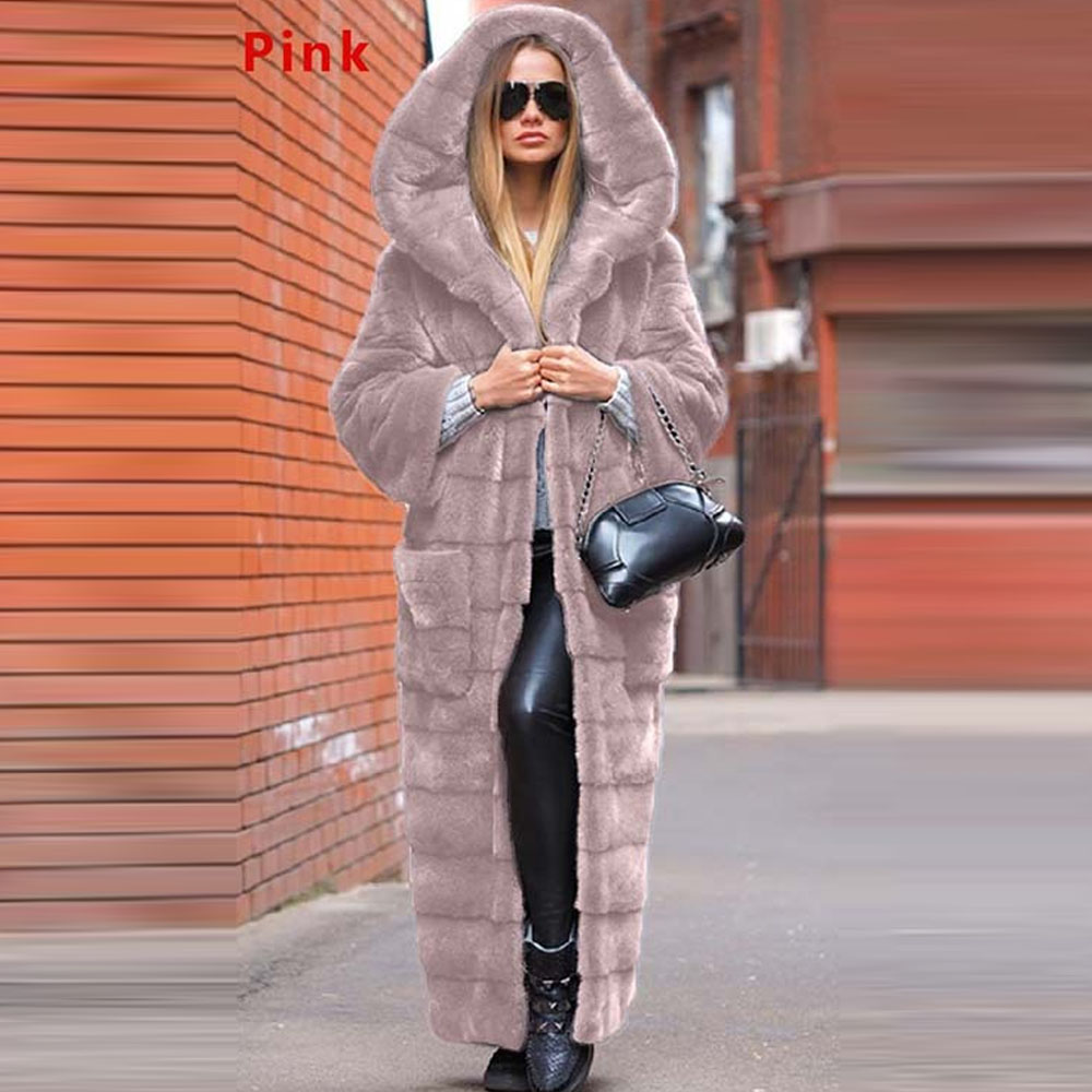 Women's long sleeve faux fur coat | Desvips