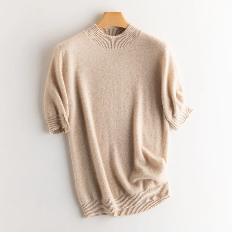 Simple Short Sleeve Cashmere Sweater
