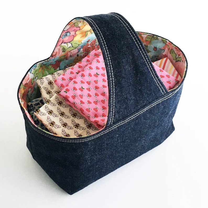 Basket Bags PDF Sewing Pattern (Digital Delivery): Make fabric storage ...