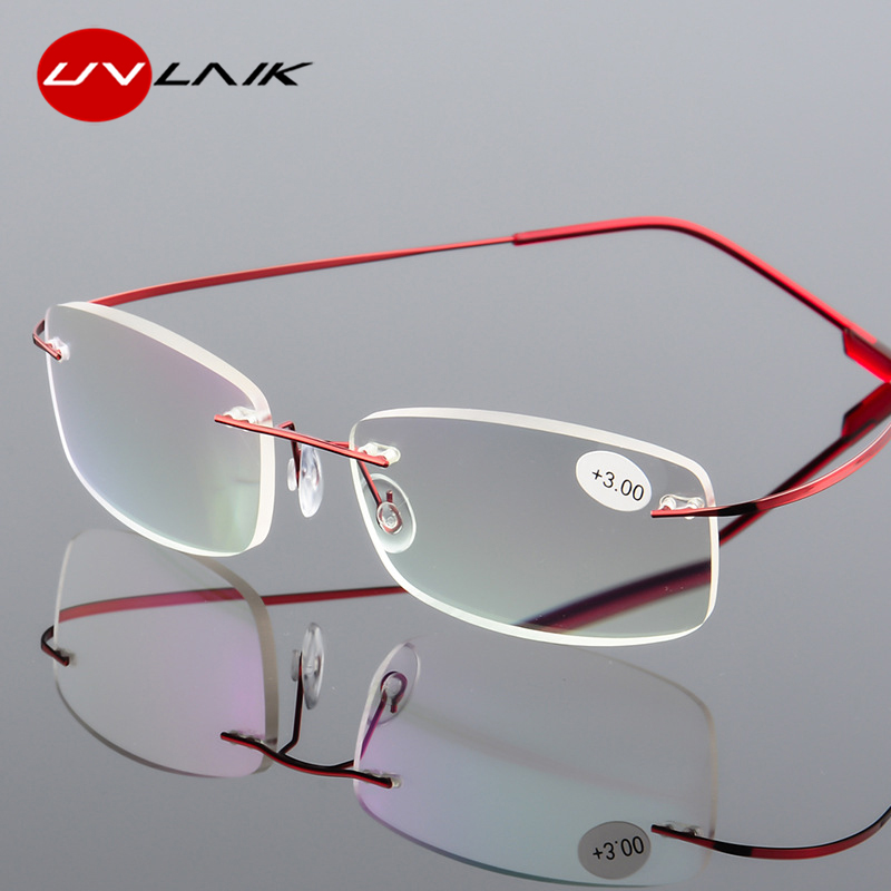 UVLAIK Frameless Titanium Alloy Reading Glasse Super Elastic Ultralight ...