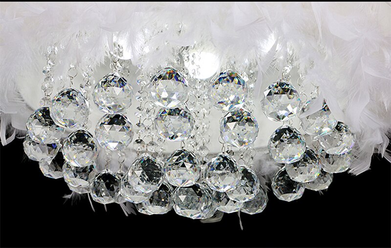 Modern dreamy feather crystal hanging lamp E27 220V LED lustre pendant ...