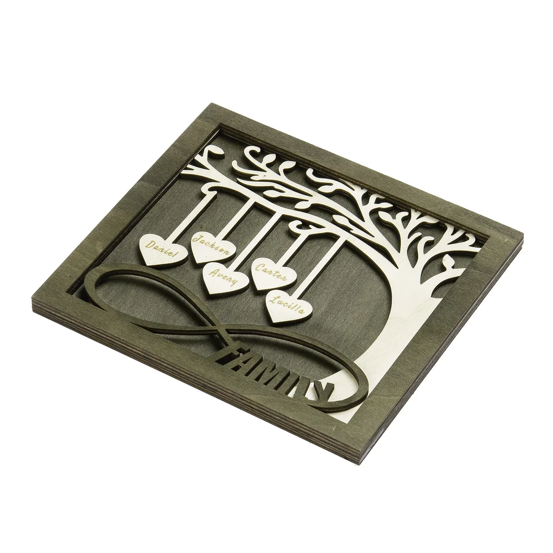 Family Tree Wood Frame Personalized Family Tree Sign Custom 5 Names ...