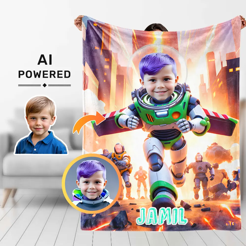 Custom Photo Blankets AI-Powered 3D Space Ranger Personalized Blankets ...