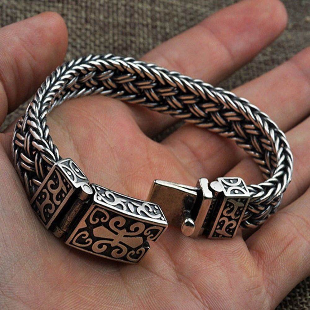 S925 Pure Silver Bracelet for Man Personality Woven