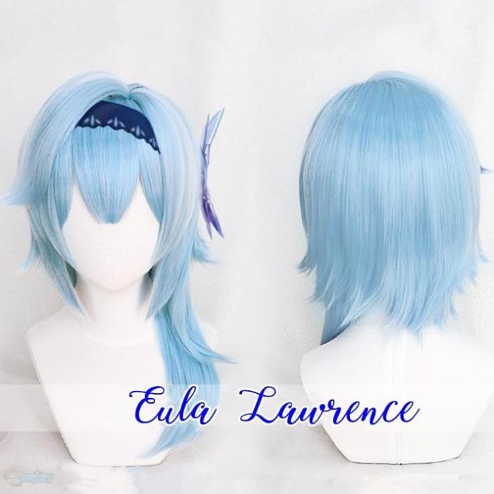 Genshin Toys Eula Blue Mixed White Cosplay Wig